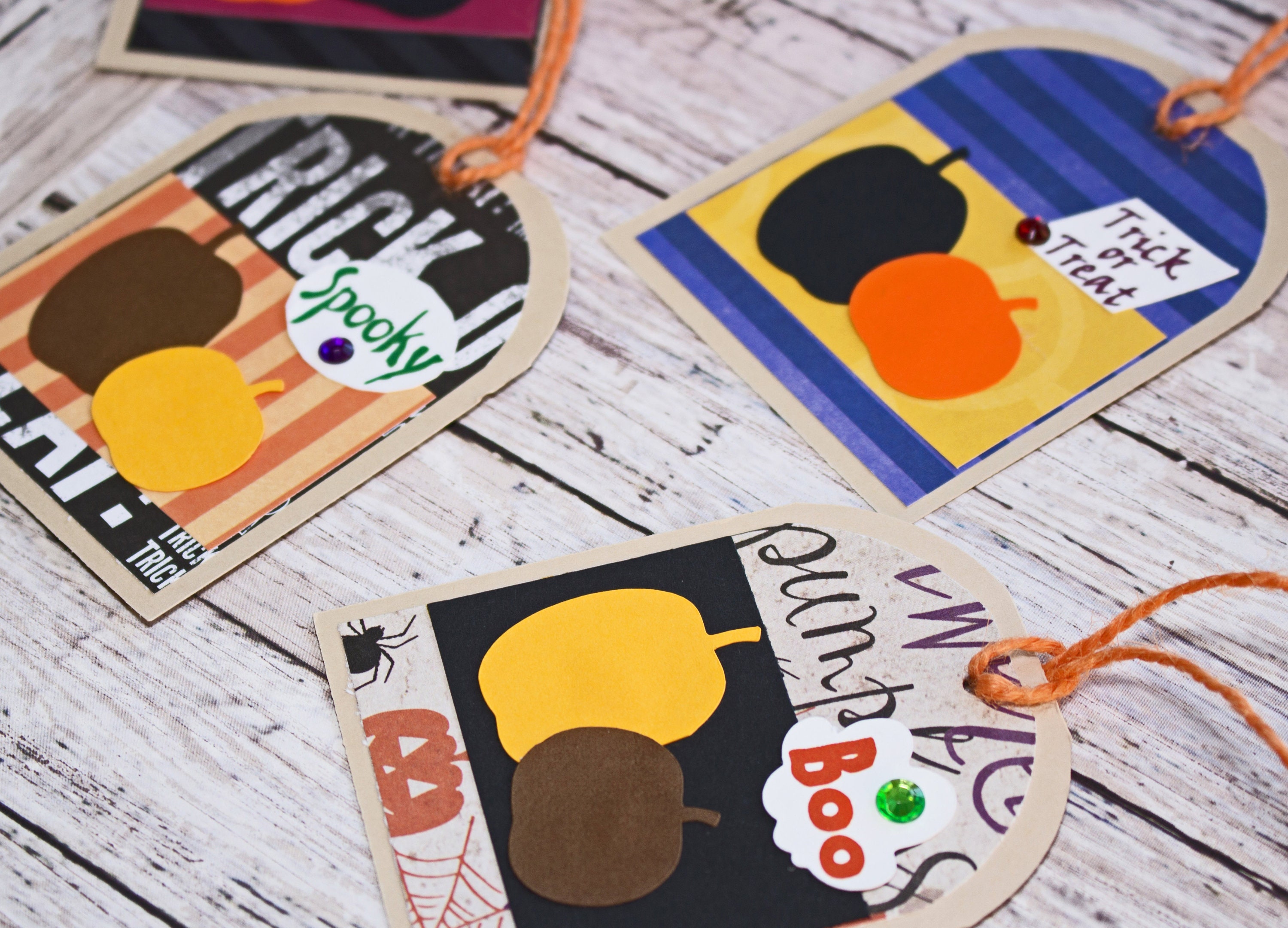 Halloween Pumpkin Tags, Set of 4 Hang Tags, Halloween Party Decor ...
