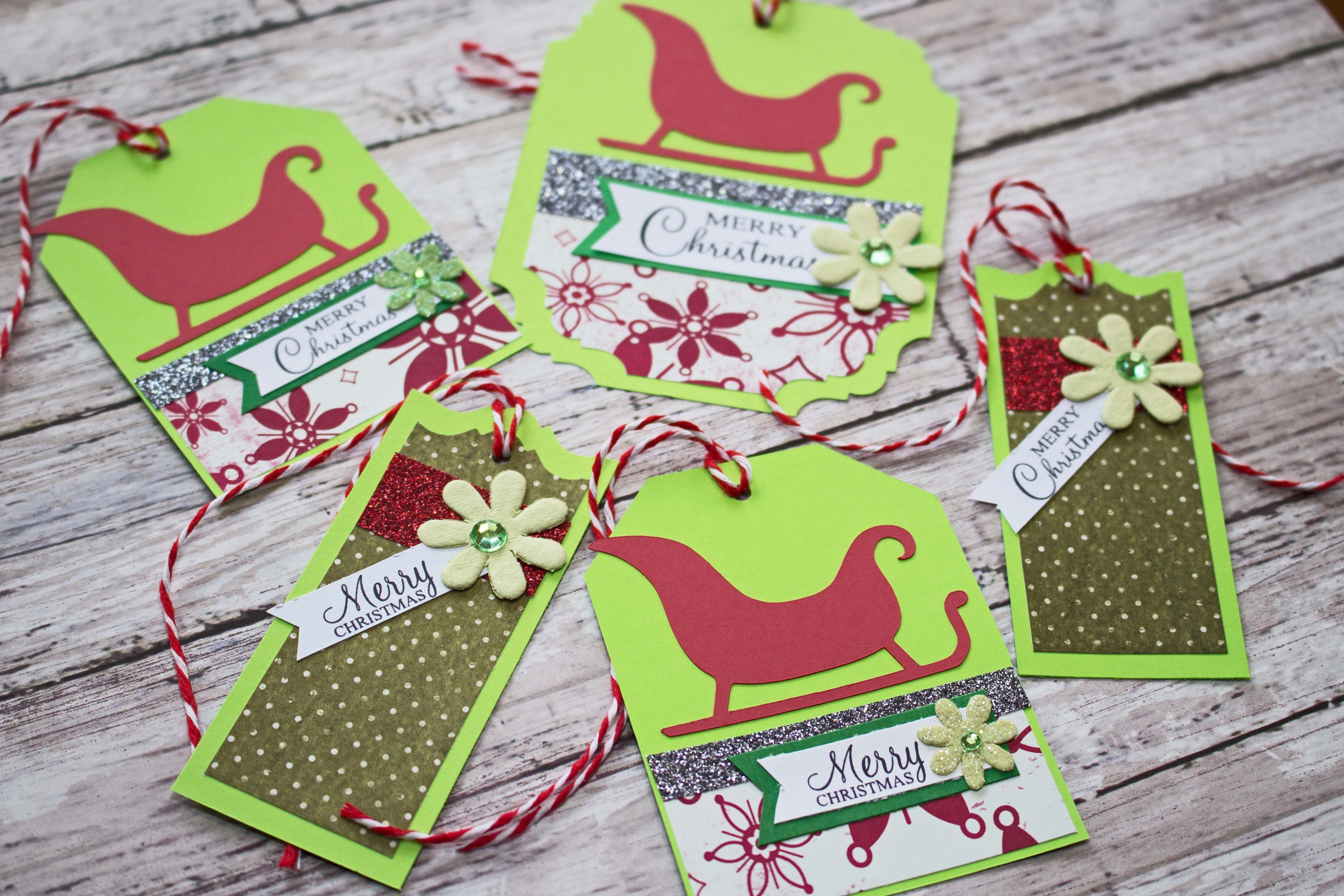 Set of 5, Santa's Sleigh Gift Tags, Elegant Christmas Gift Wrap ...