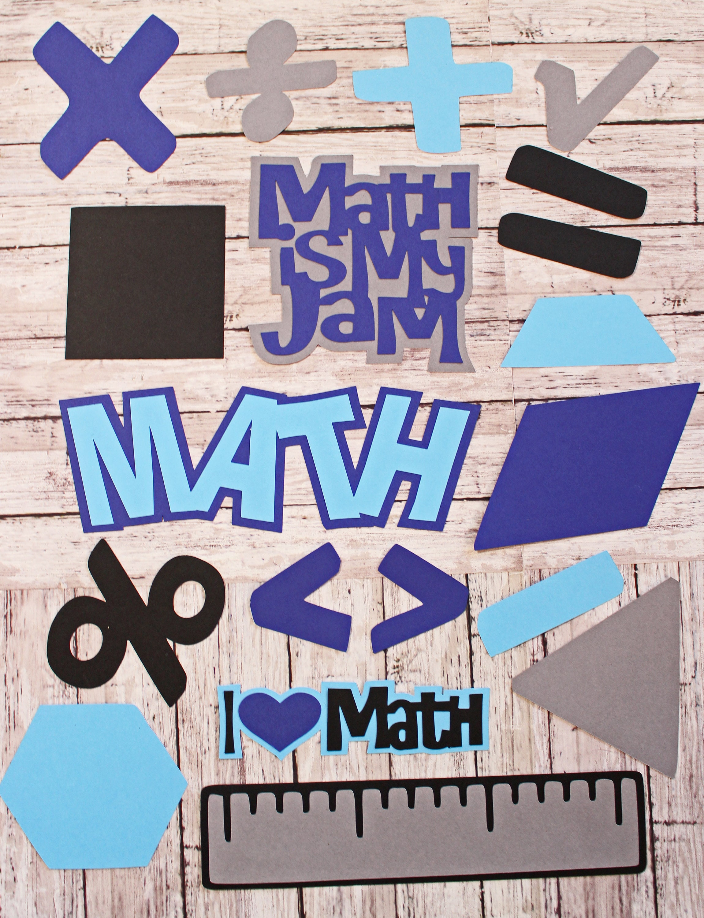 Custom Colors, Set of 18, Math Die Cut Set, Math Class Scrapbook ...