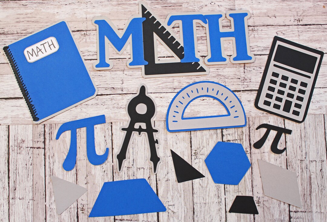 Custom Colors, Set of 12, Math Die Cut Set, Math Class Scrapbook, Math ...
