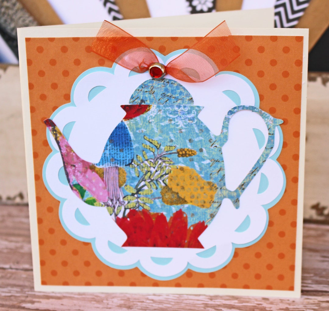 Customize Front Message, Vintage Teapot Card, Mother's Day, Birthday ...