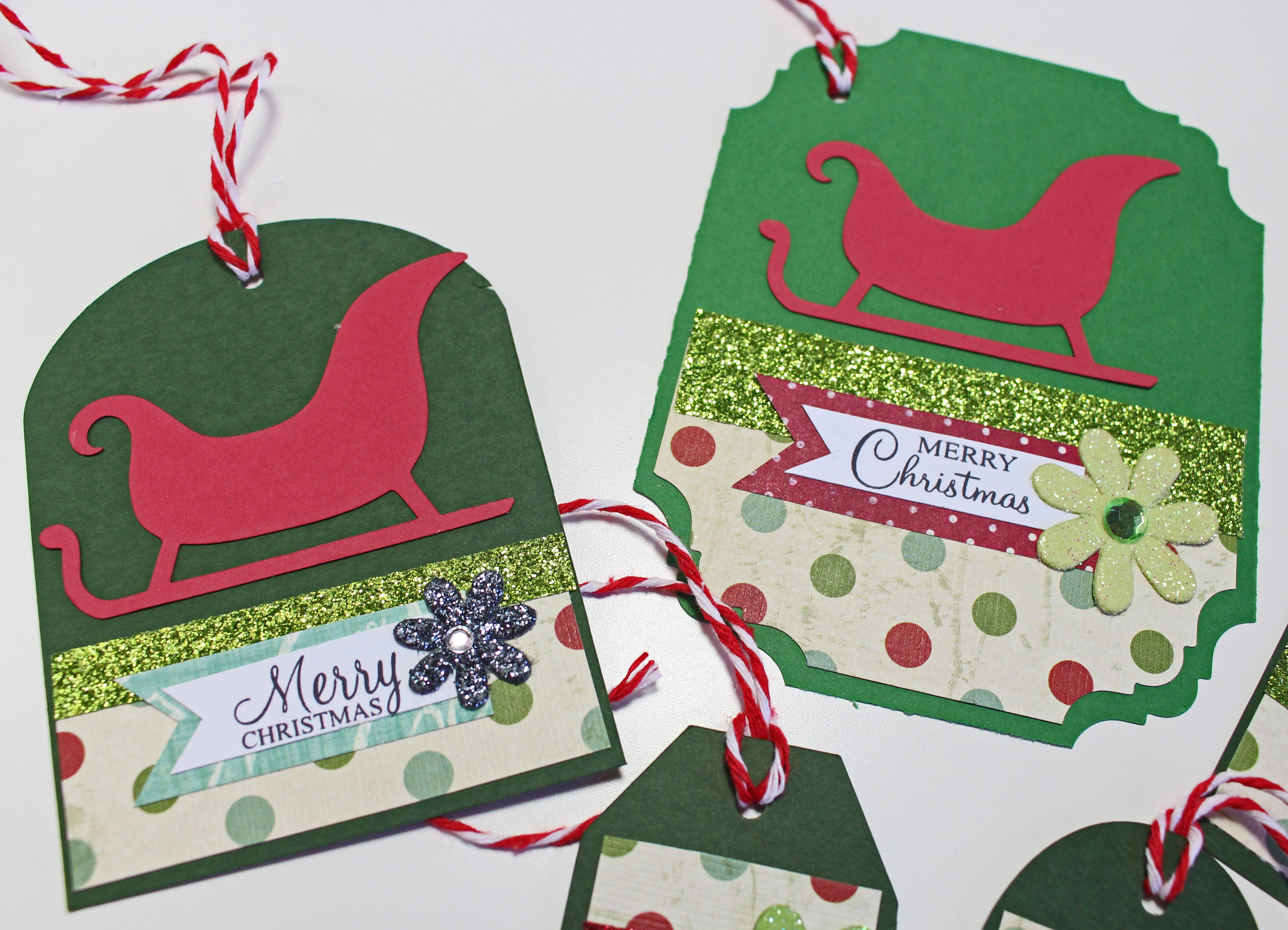 Sleigh Gift Tag Set, Set of 5, Handmade Gift Tags, Christmas Gift Tags ...
