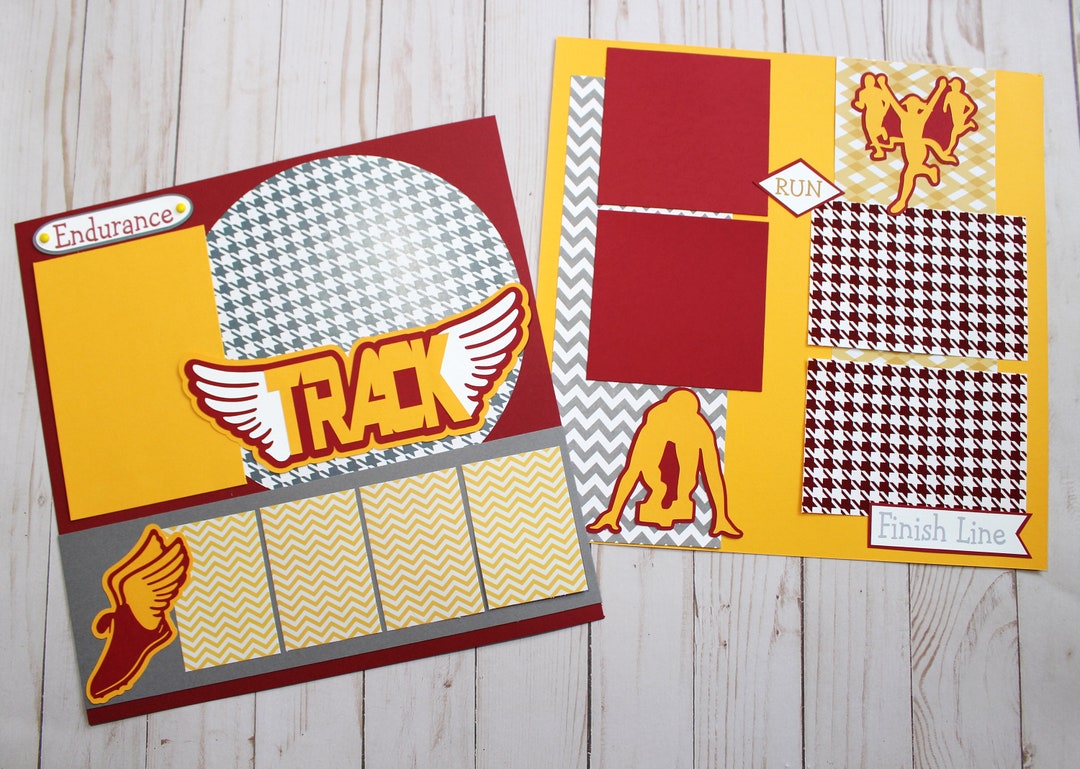 Any Color, Custom Track Scrapbook Page Set, Girls Boys or Co-ed, 12x12 ...