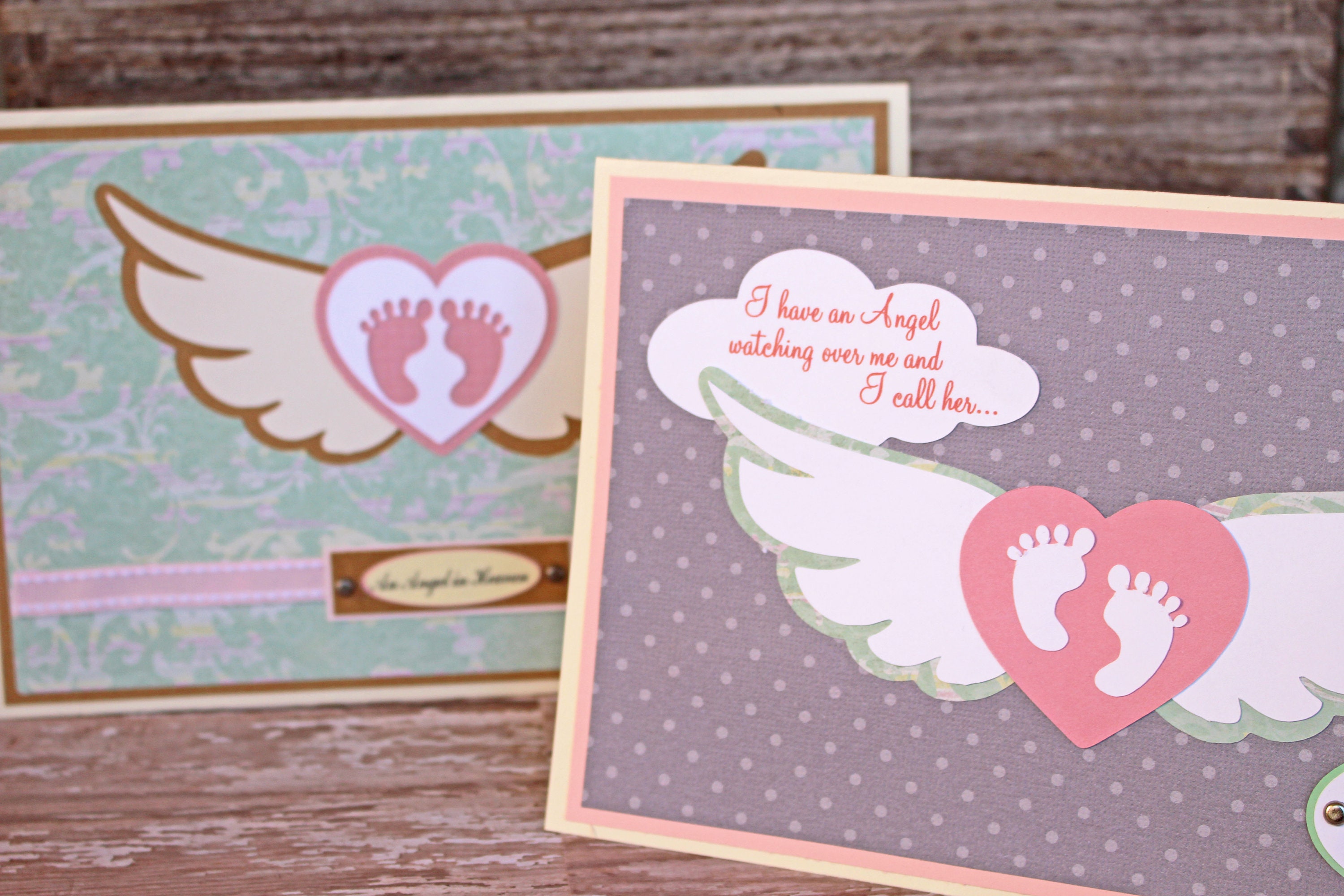 Little Feet with Angel Wings, Handmade Card, Sympathy Card, Bereavement ...