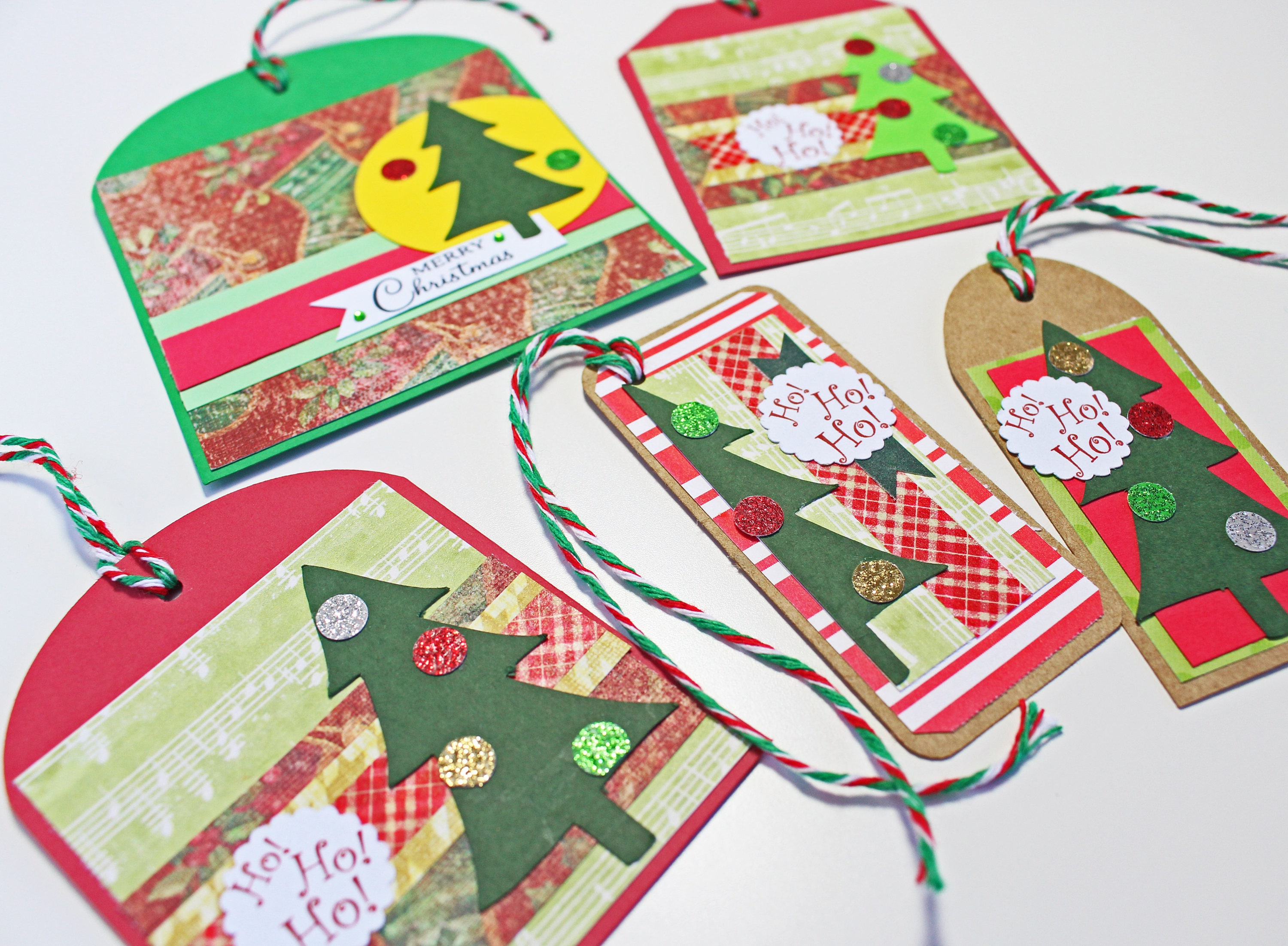 5 Handmade Gift Tags, Set of 5, Christmas Tree Tag, Gift Tag, Hang Tag ...