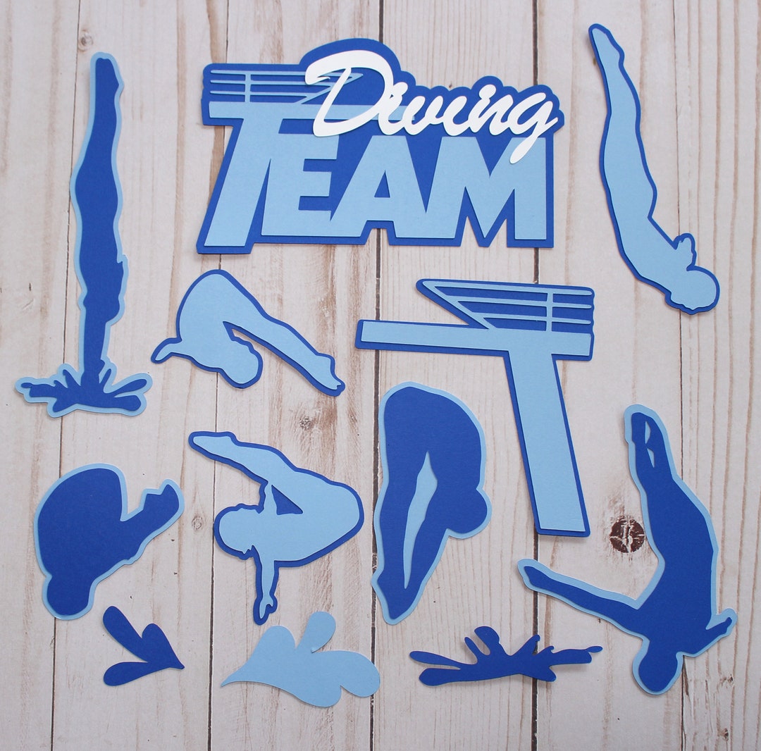 Custom Color Die Cuts, Diving Team Diecuts, Set of 9, Highschool ...