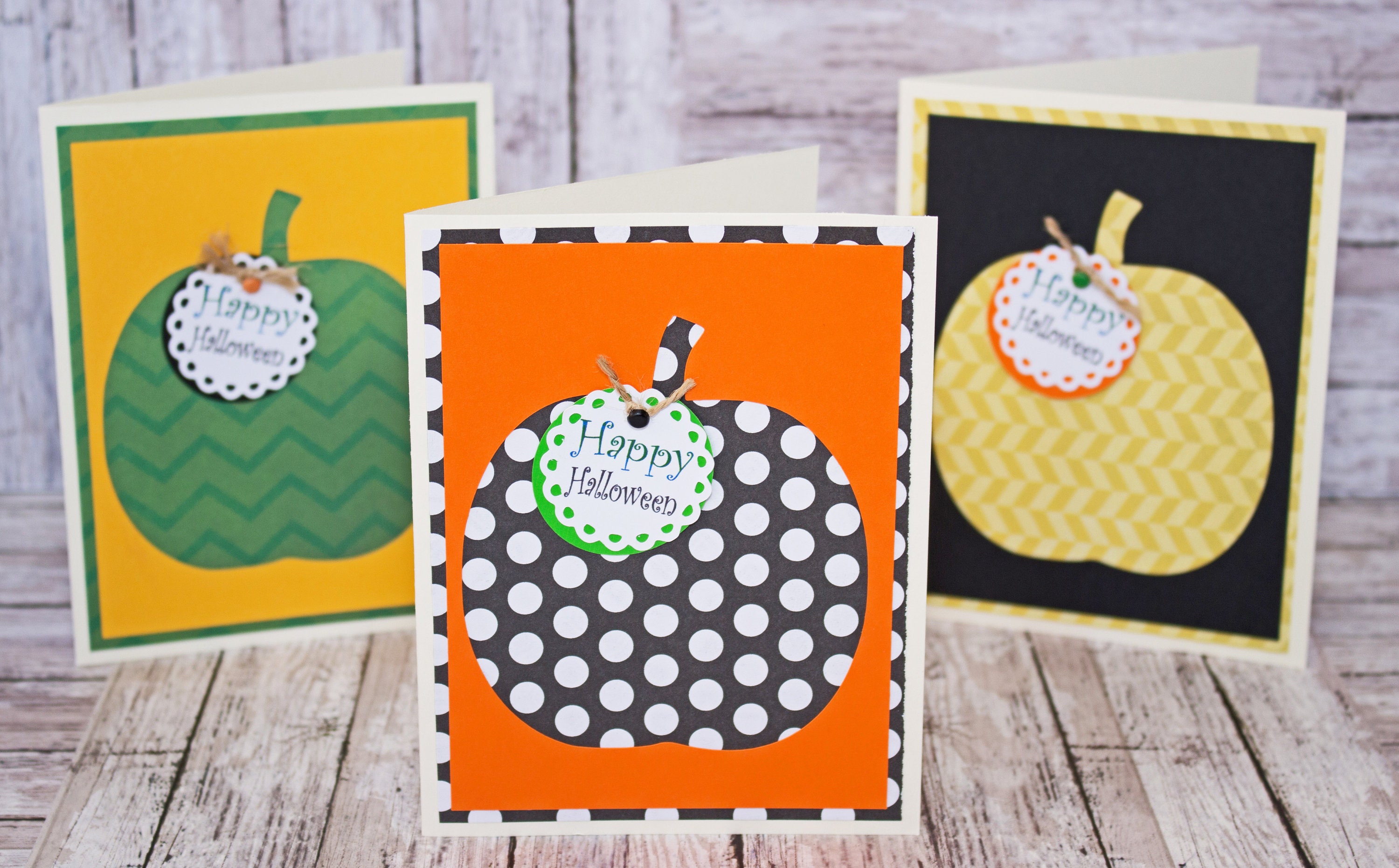 Pumpkin Card Set, Set of 3 Blank Cards, Halloween Pumpkin Card ...