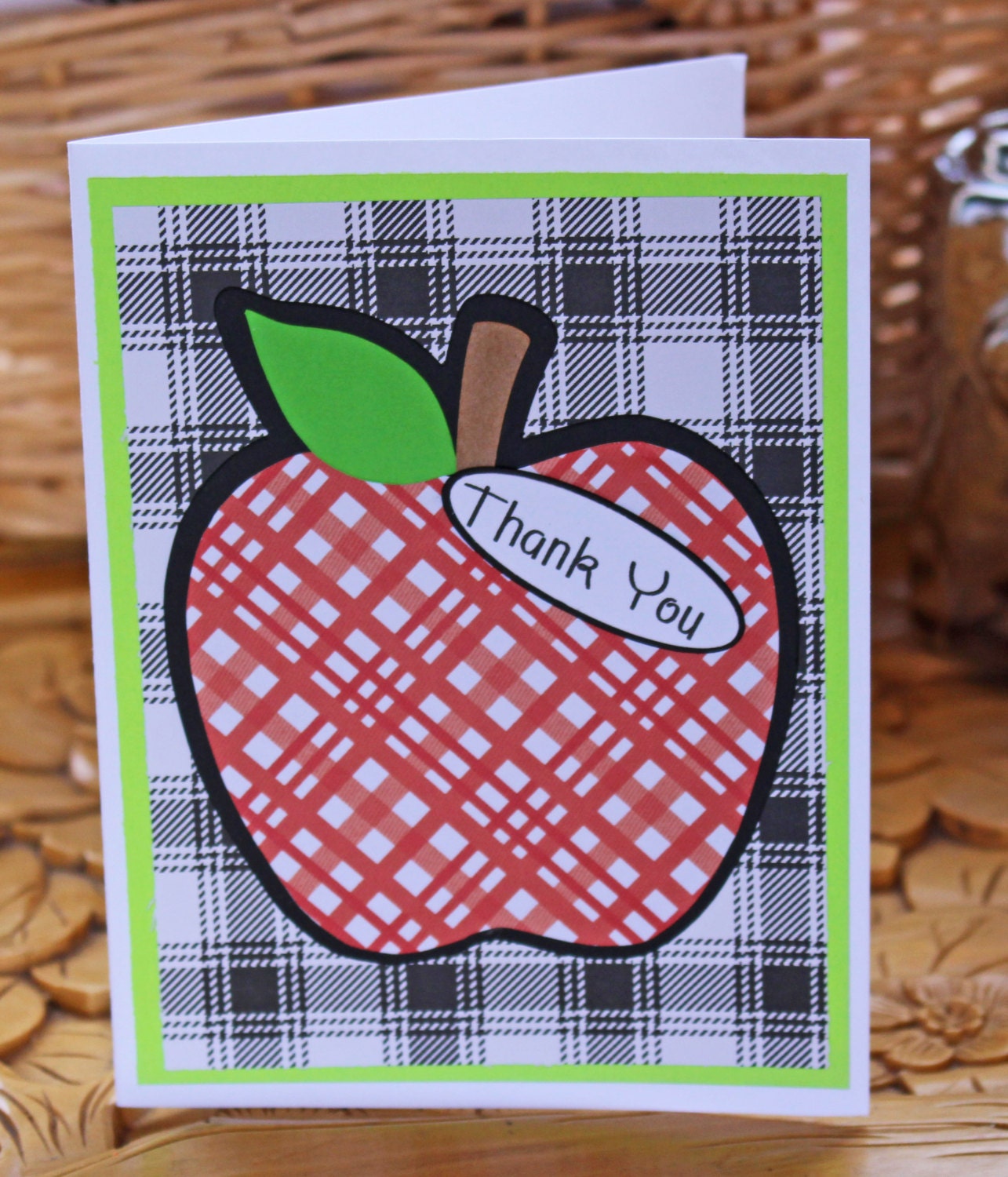 Set of 3, Teacher Thank You Cards, Apple Thank You Cards, Teacher Thank ...