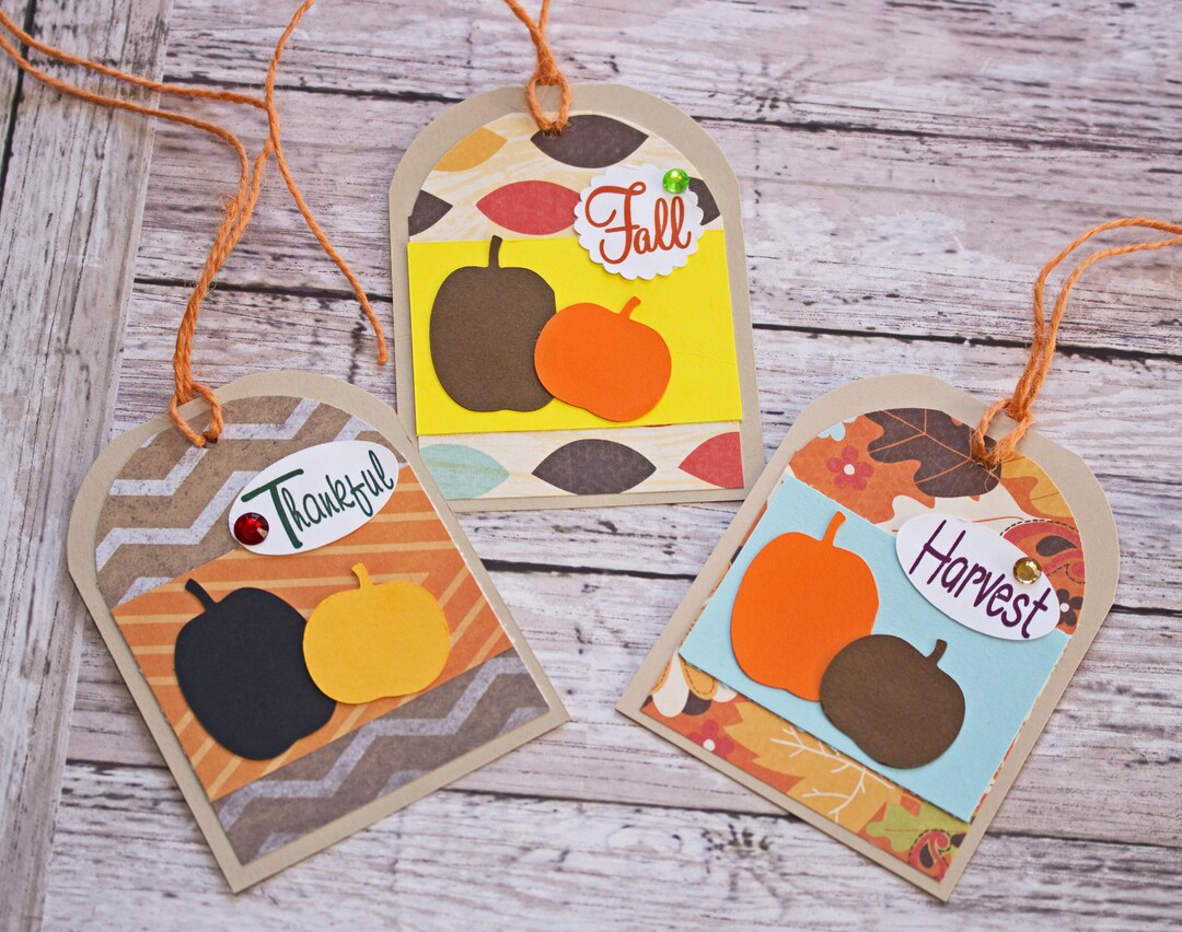 Fall Pumpkin Tags, Set of 3 Hang Tags, Thanksgiving Party Decor, Dinner ...