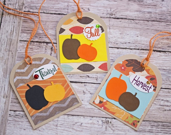 Fall Pumpkin Tags Set of 3 Hang Tags Thanksgiving Party | Etsy