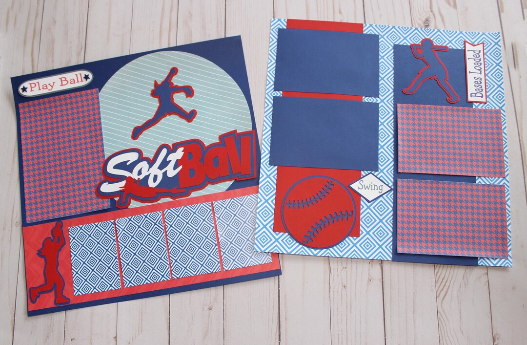 School Team Colors, Custom Made, Softball Scrapbook Page Set, Memory ...