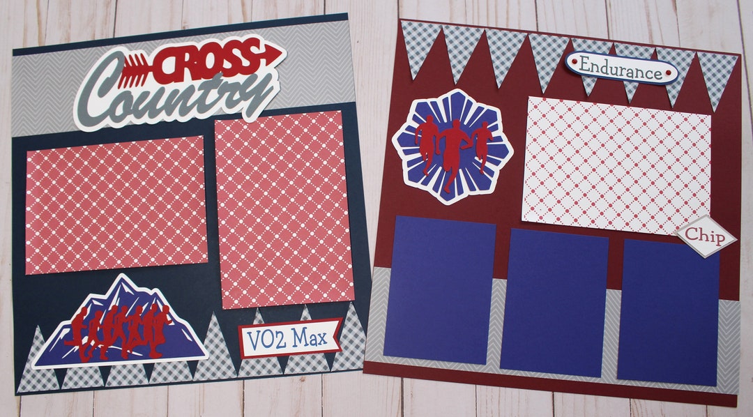 Custom Team Colors, Cross Country Scrapbook Page Set, 12x12 Premade ...