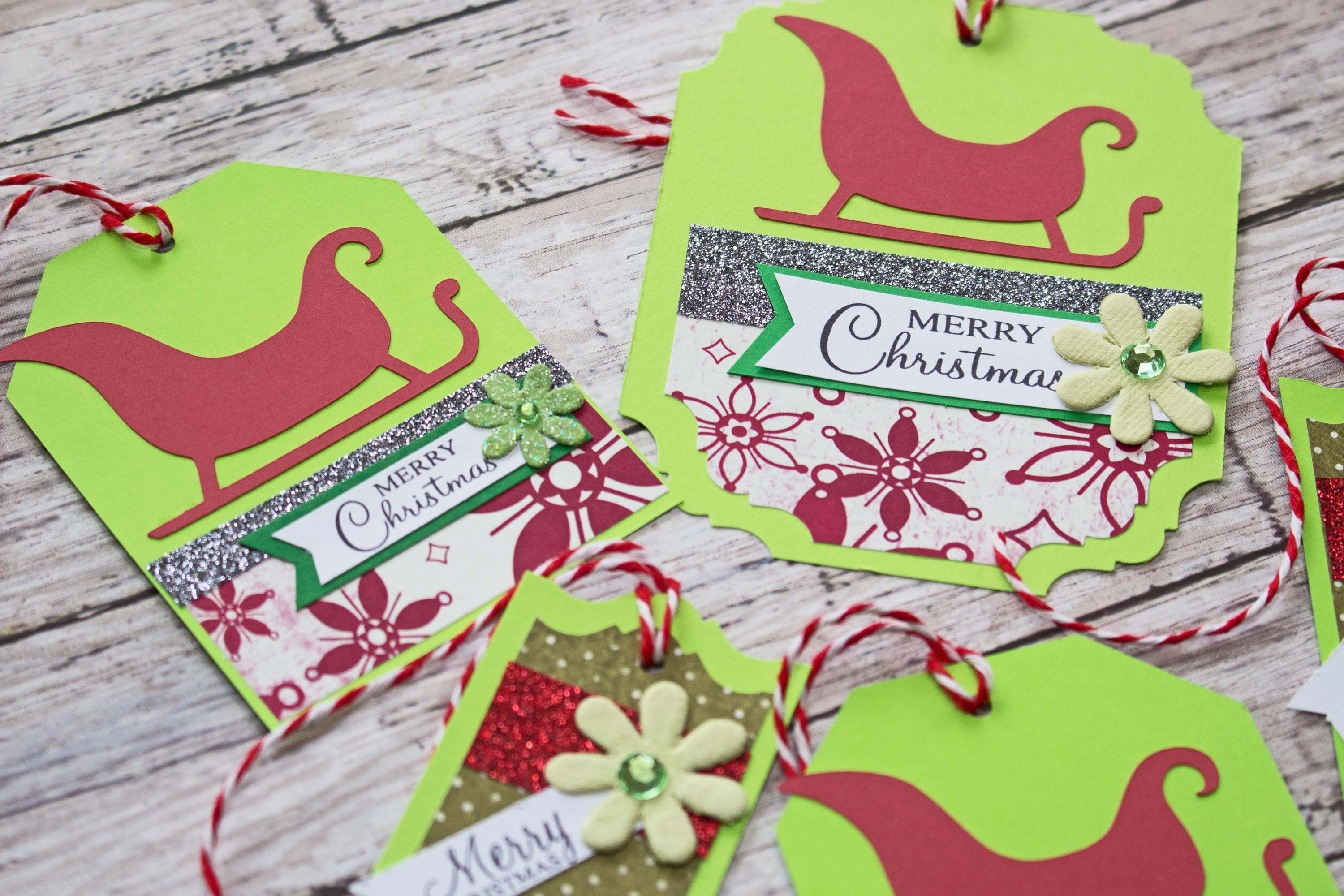 Set of 5, Santa's Sleigh Gift Tags, Elegant Christmas Gift Wrap ...