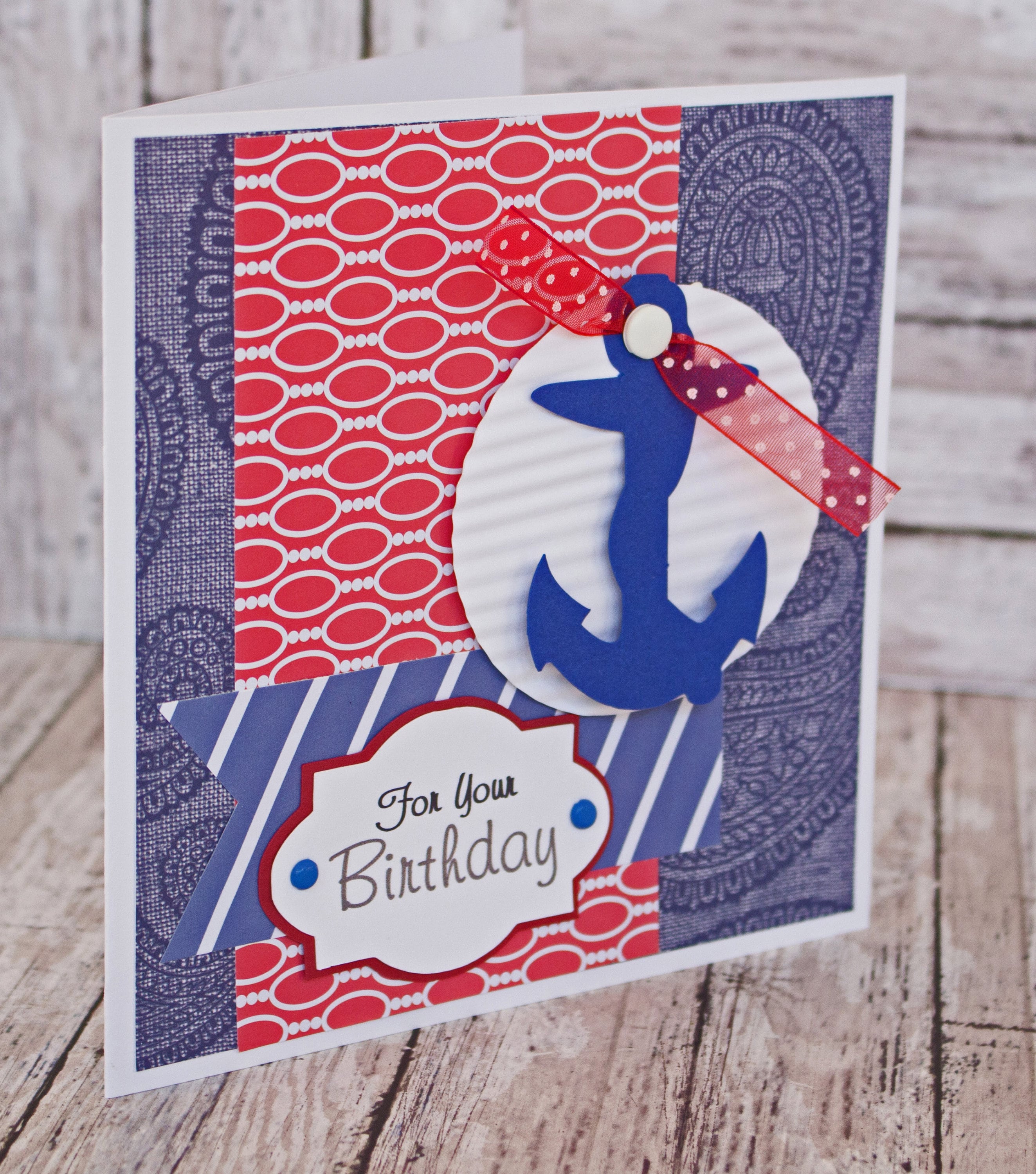 Nautical Birthday Card, Handmade Nautical Card. Patriotic Birthday ...