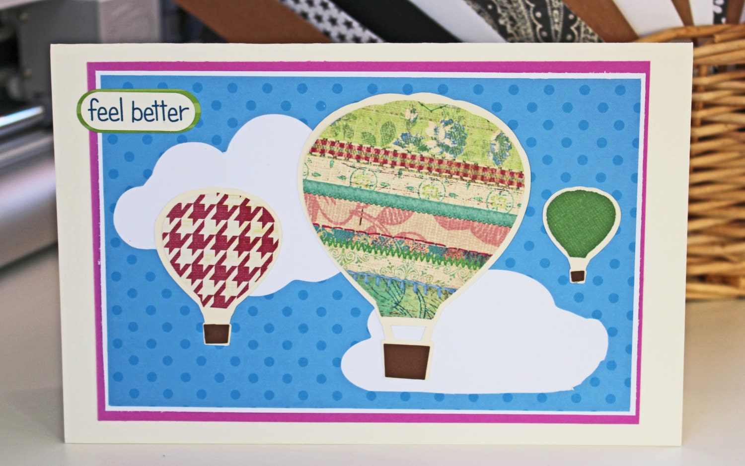 Hot Air Balloon Feel Better Card (Chose from 4 Colors) - Male or Female ...