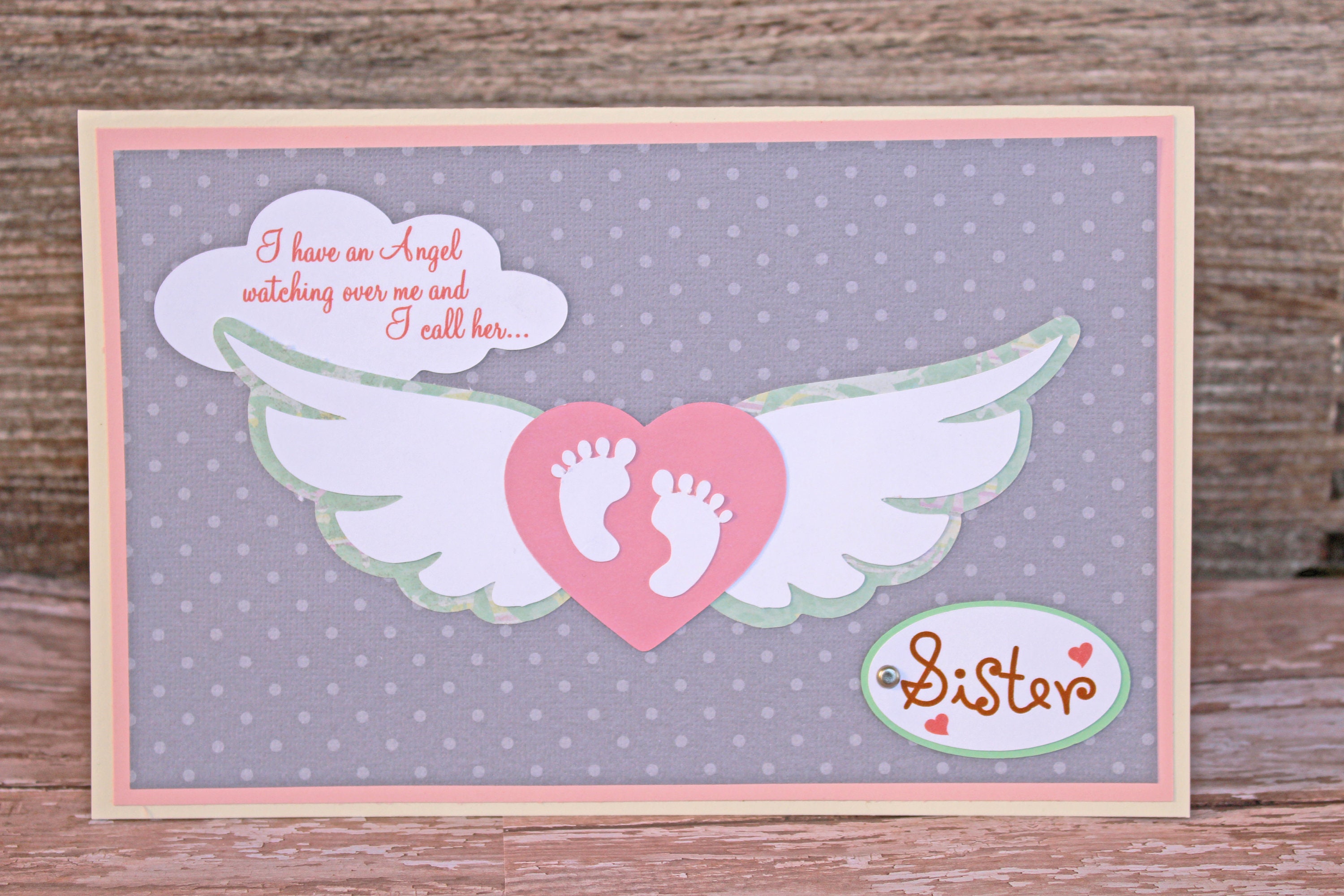 Little Feet with Angel Wings, Handmade Card, Sympathy Card, Bereavement ...