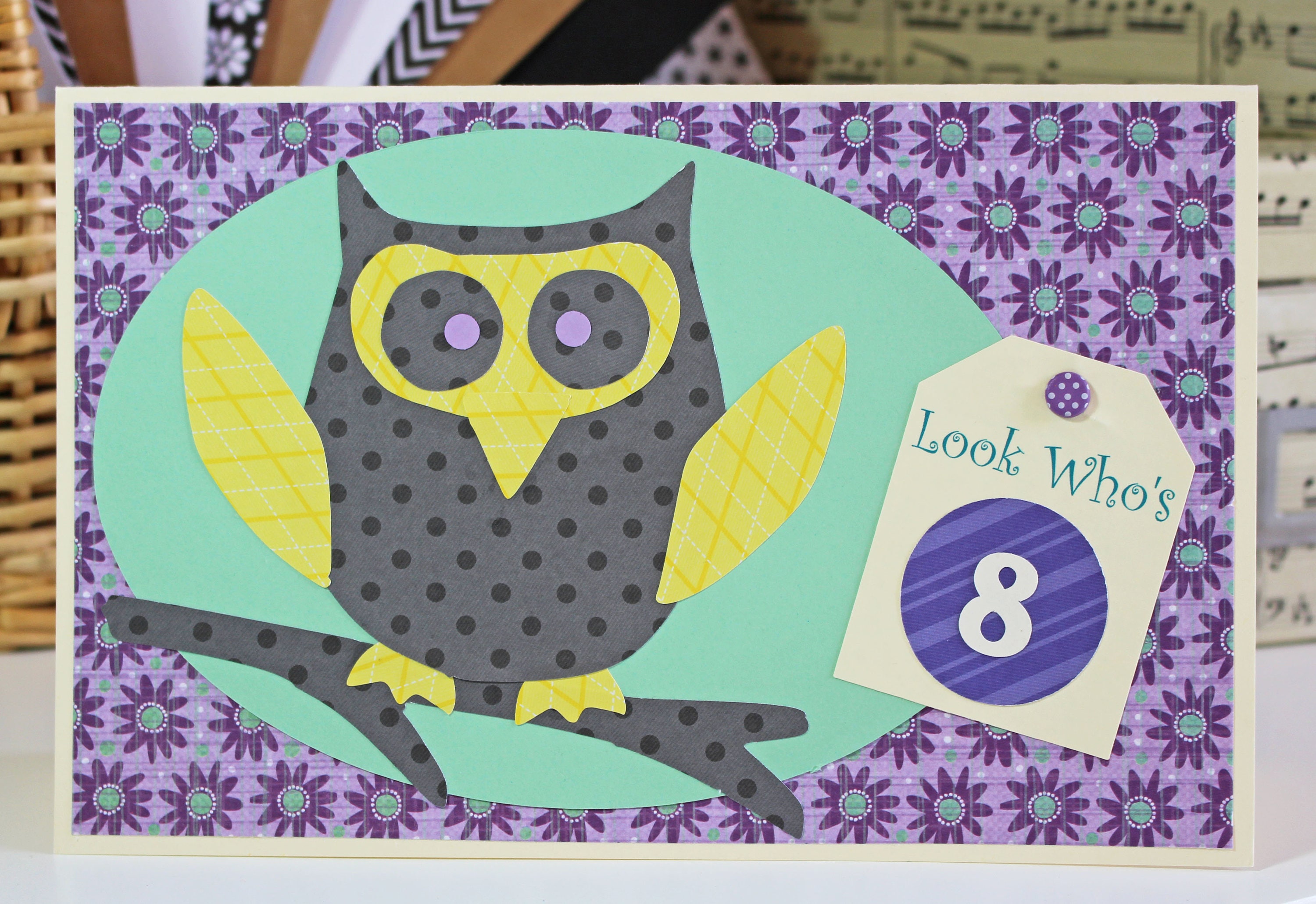 Personalized and Colorful Hand Crafted Owl Birthday Card - Add any ...