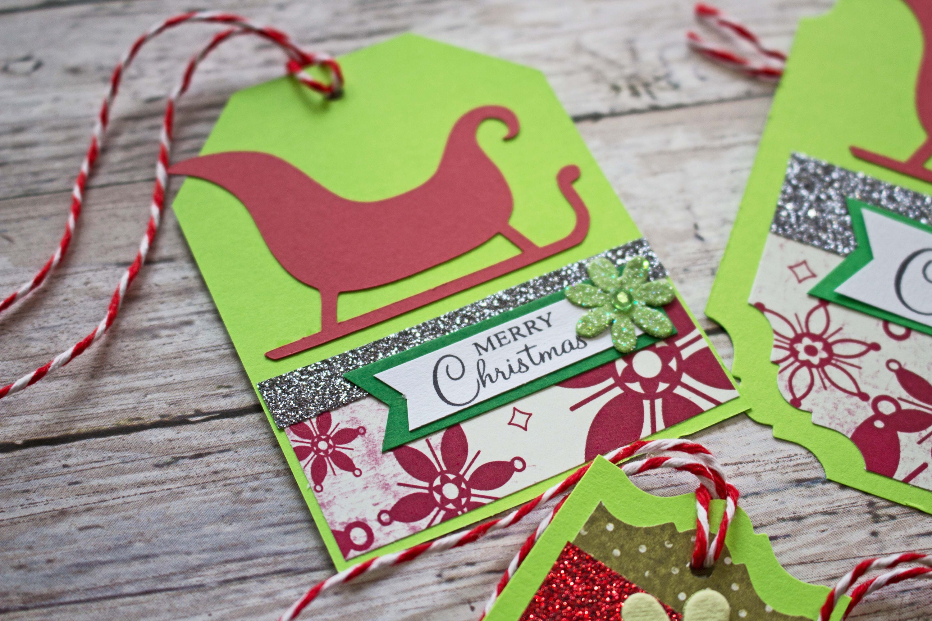 Set of 5, Santa's Sleigh Gift Tags, Elegant Christmas Gift Wrap ...
