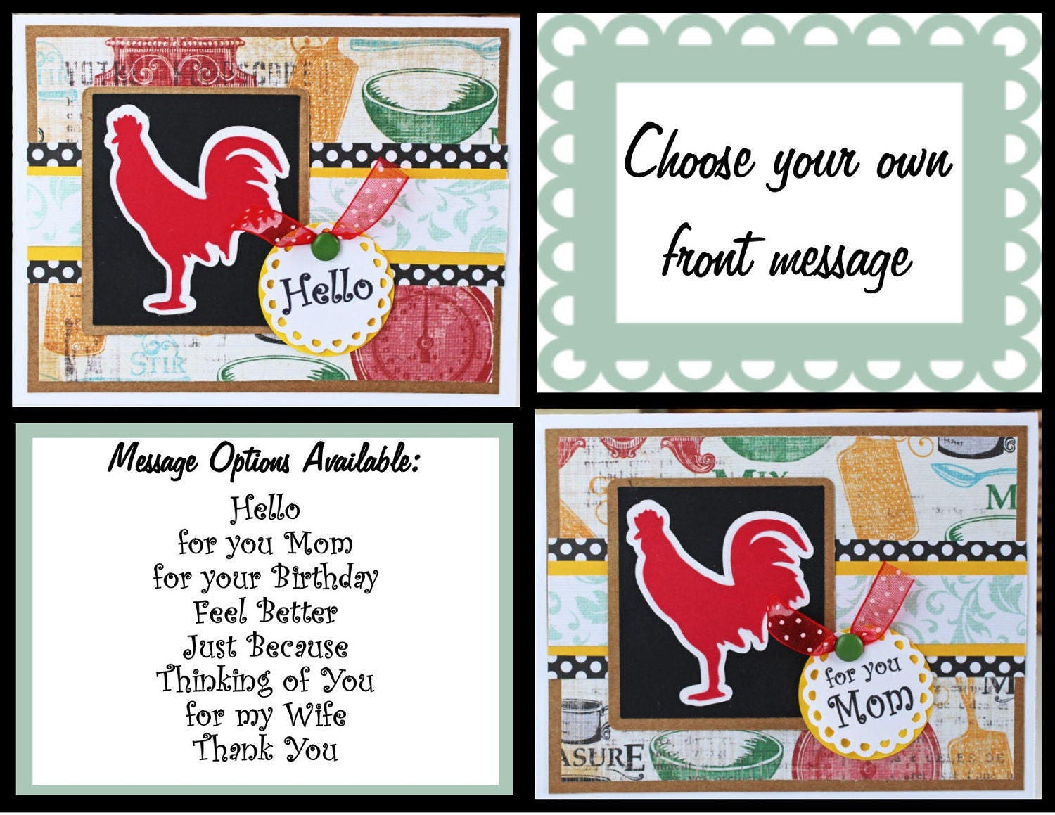 Custom, Handmade Red Hen Card, Handmade Greeting Card, Red Hen Greeting ...