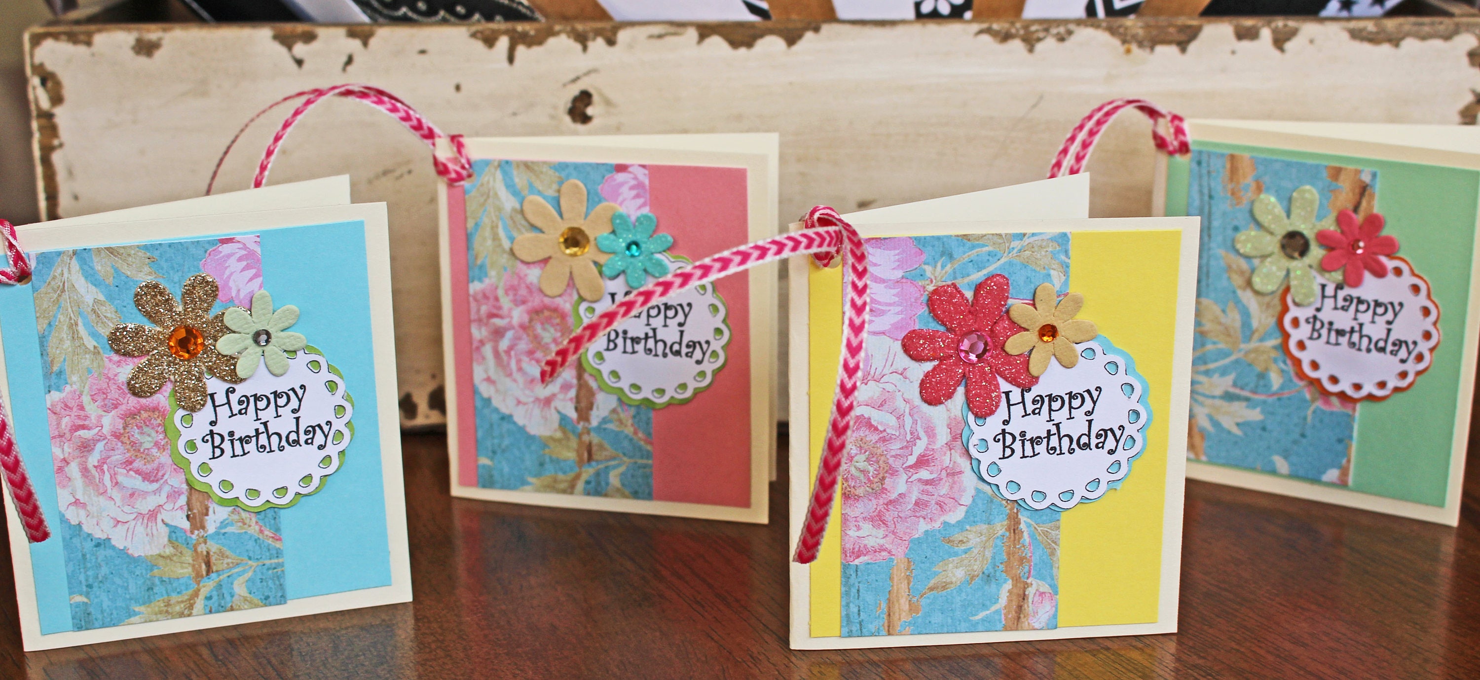 Set of 4, Birthday Gift Tags, Handmade Gift Tags, Floral Gift Tags ...
