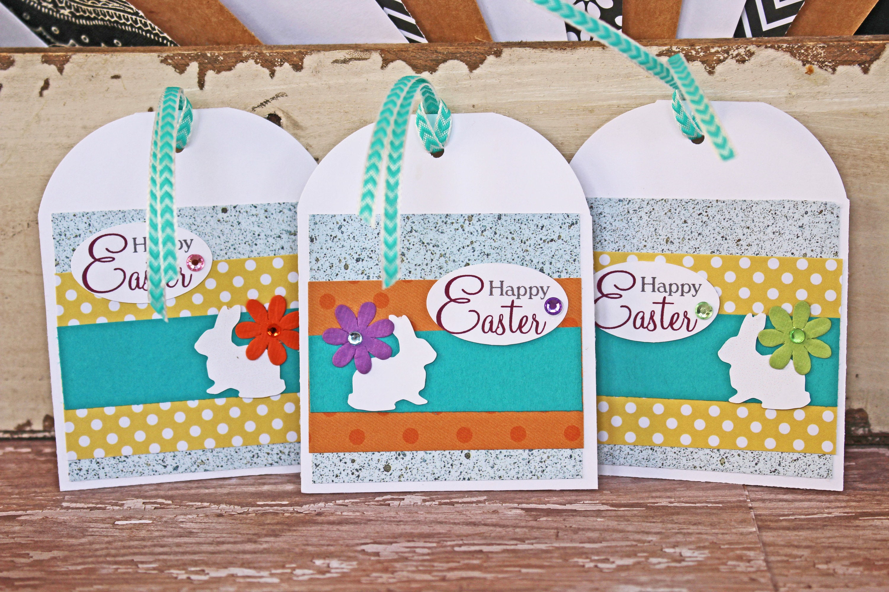 Set of 3, Easter Bunny Tags, Handmade Tags, Easter Tags, Gift Tags ...