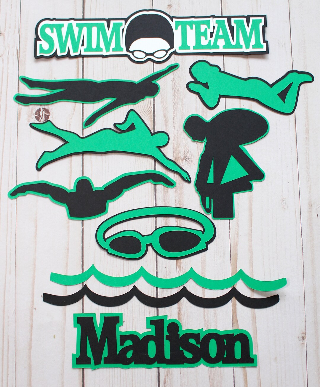 Any Color, Swim Team Die Cut Set, Set of 7, Scrapbooking, High School ...
