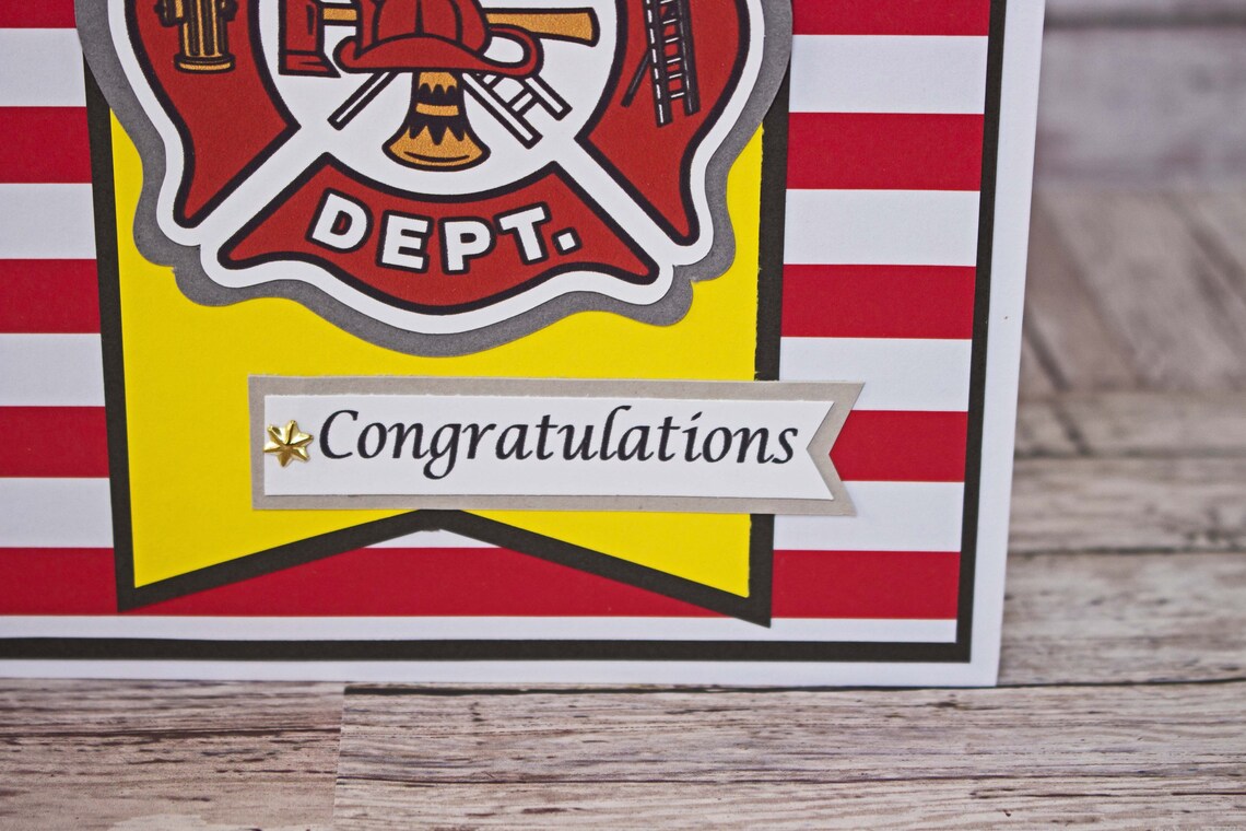 Firefighter Congratulations Card Handmade Greeting | Etsy