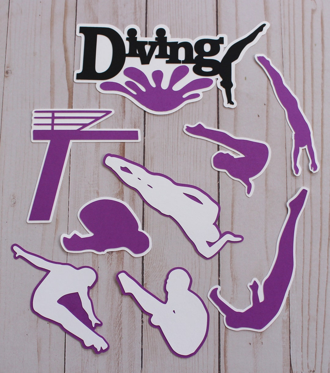 Any Color, Diving Die Cut Set, Set of 9, Scrapbooking, High School ...