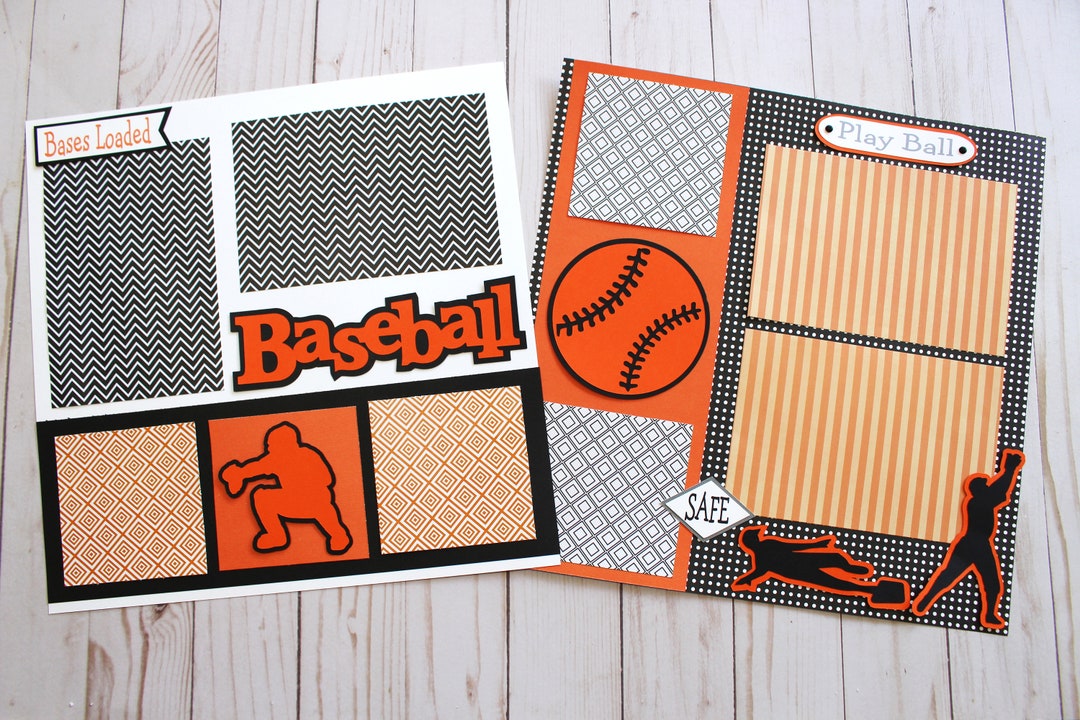 Pick Your Colors, Custom Made, Baseball Scrapbook Page Set, Premade ...