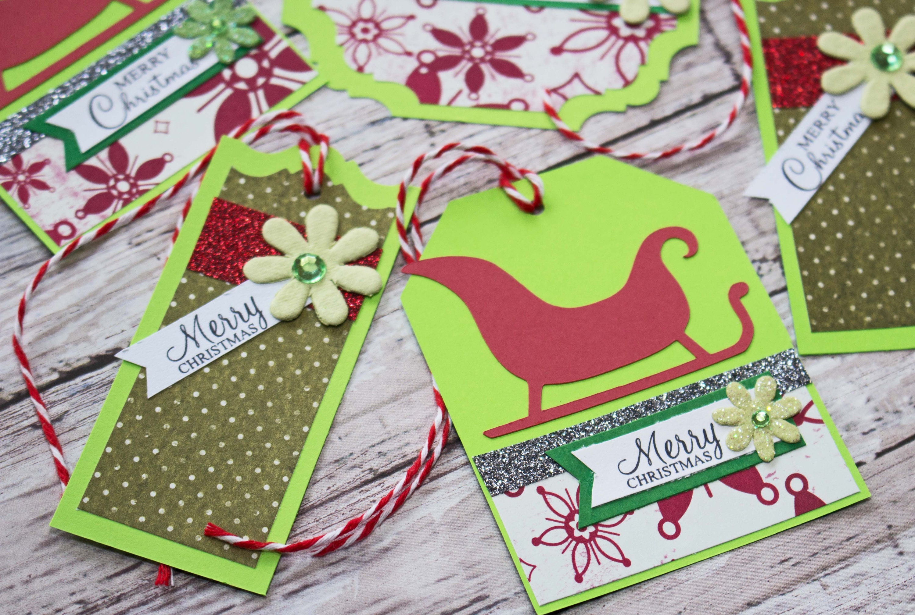 Set of 5, Santa's Sleigh Gift Tags, Elegant Christmas Gift Wrap ...