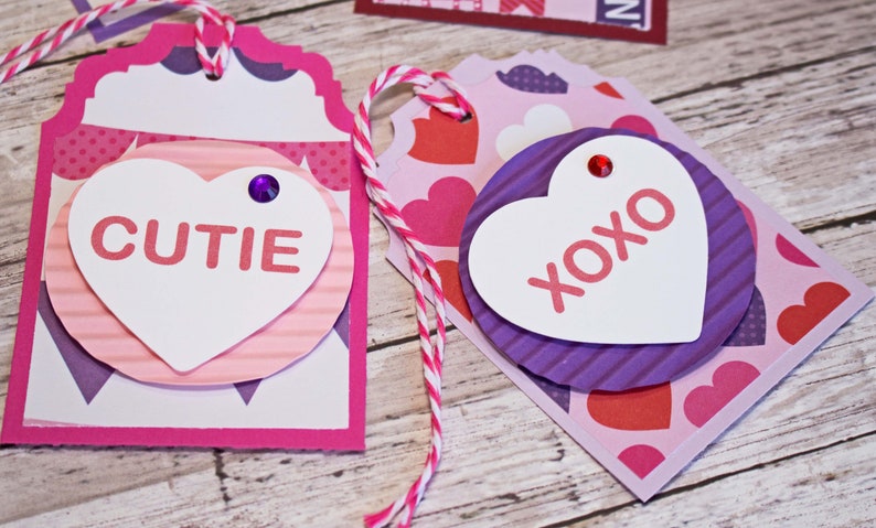 Valentine Heart Candy Set of 4 Hang Tags Valentine's Day | Etsy