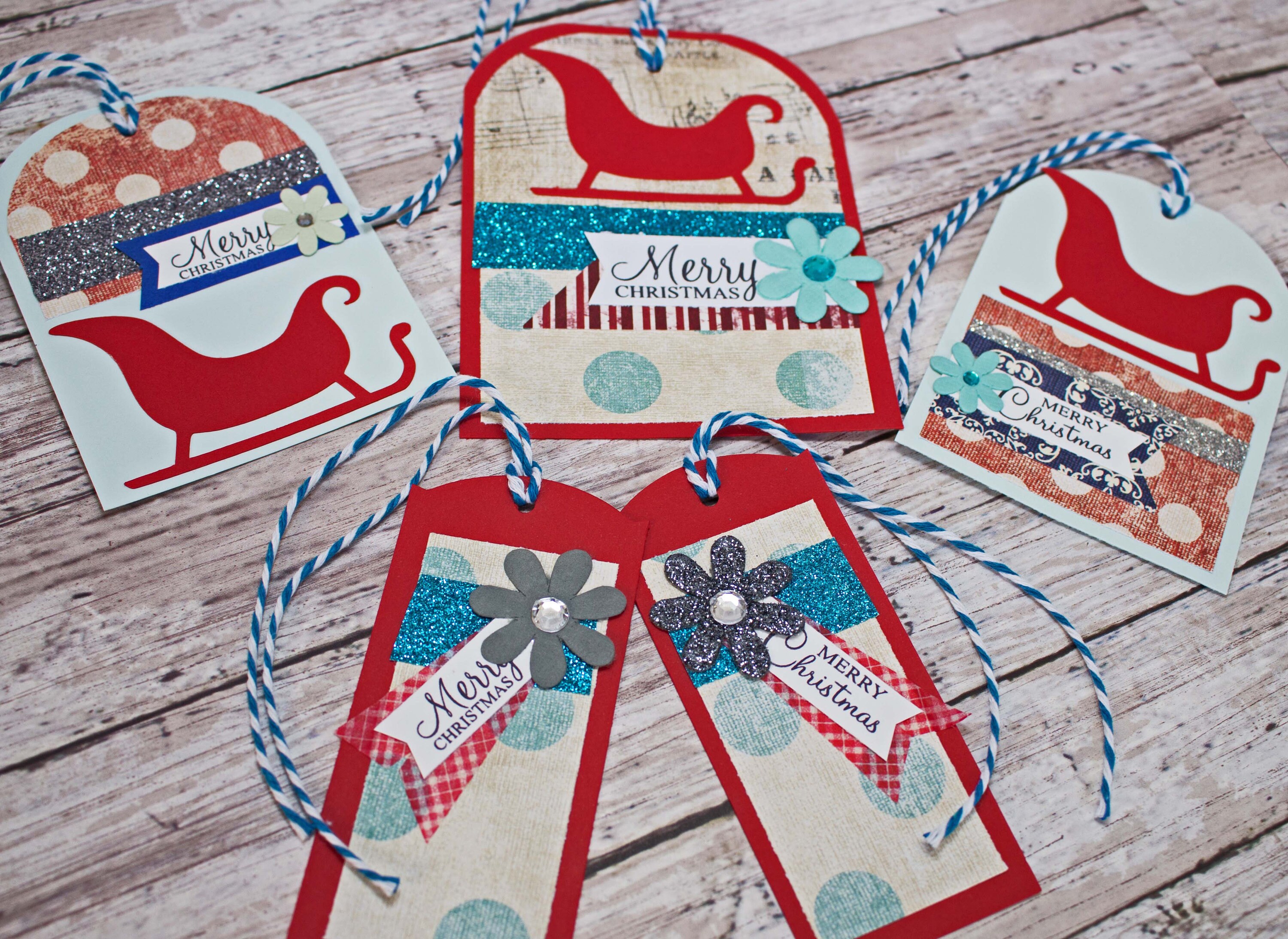 Christmas Sleigh Gift Tags, Set of 5 Tags, Handmade Gift Tags ...