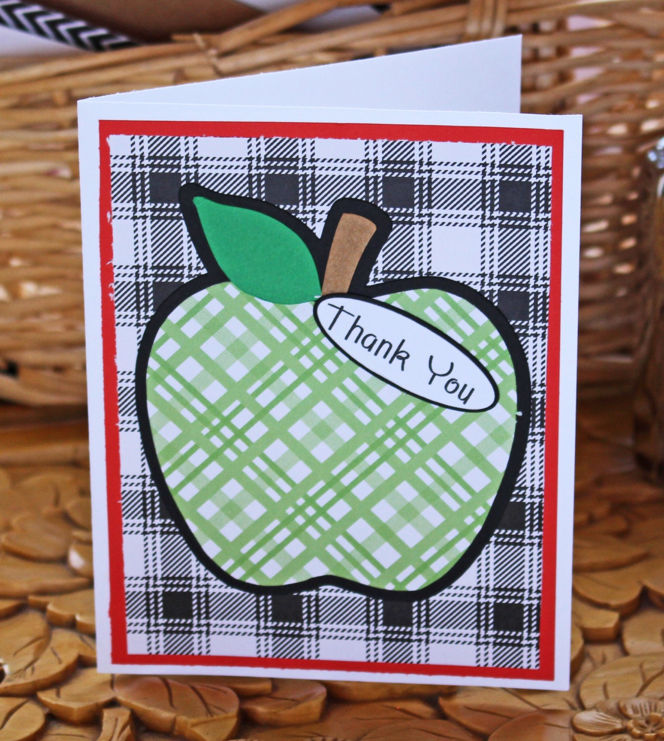 Set of 3, Teacher Thank You Cards, Apple Thank You Cards, Teacher Thank ...