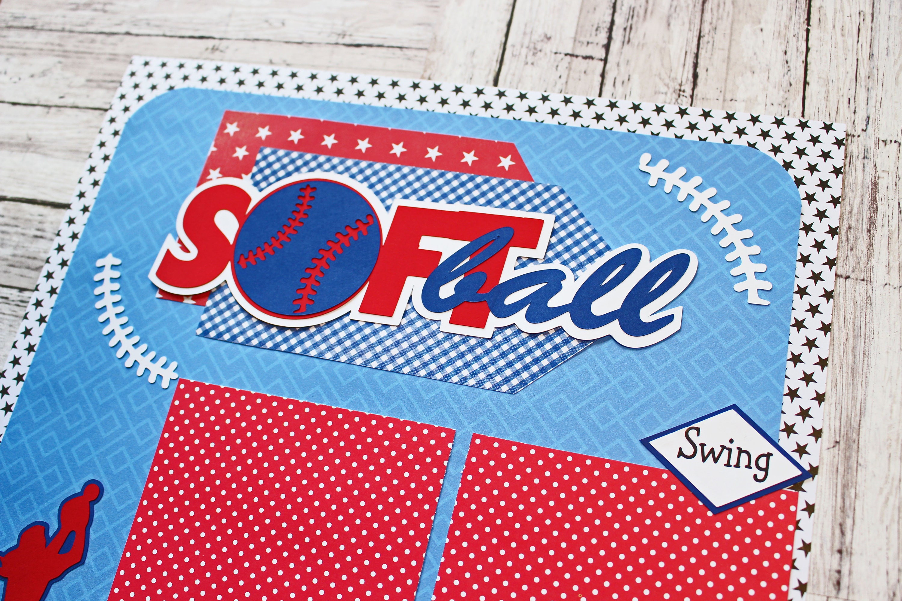 School Team Colors, Custom Made, Softball Scrapbook Page Set, Memory ...