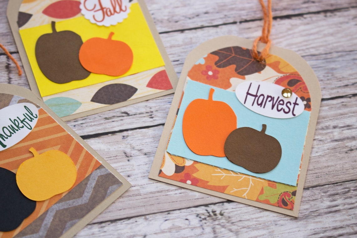 Fall Pumpkin Tags Set of 3 Hang Tags Thanksgiving Party - Etsy