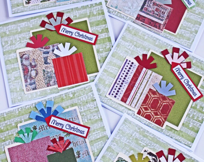 Set of 6, Christmas Present Cards, Holiday Present Cards, Christmas ...