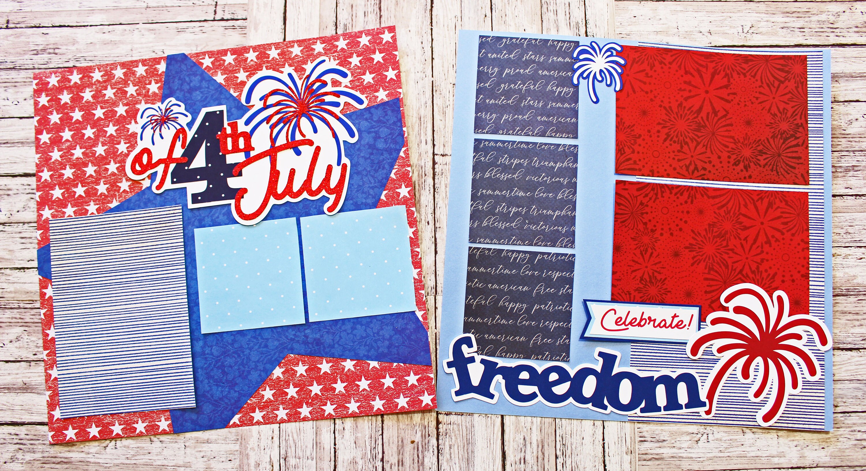 Celebrate Freedom, 4th of July, Scrapbook Pages, Premade Scrap Book Kit ...