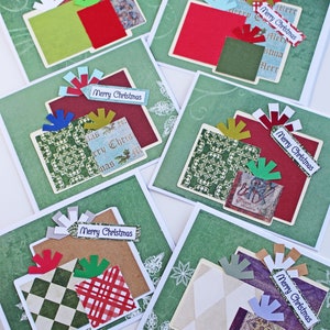 Set of 6, Christmas Present Cards, Holiday Present Cards, Christmas ...