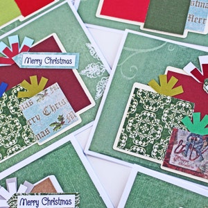 Set of 6, Christmas Present Cards, Holiday Present Cards, Christmas ...