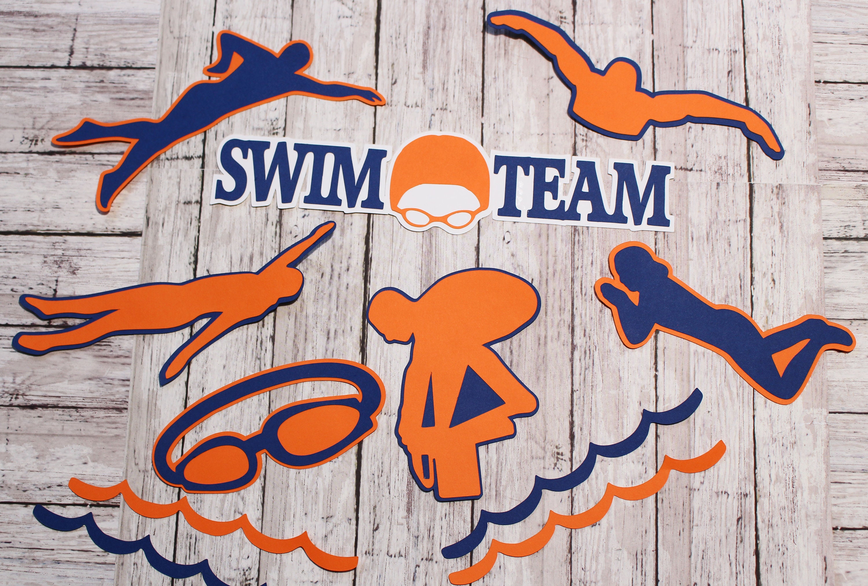 Any Color, Swim Team Die Cut Set, Set of 7, Scrapbooking, High School ...