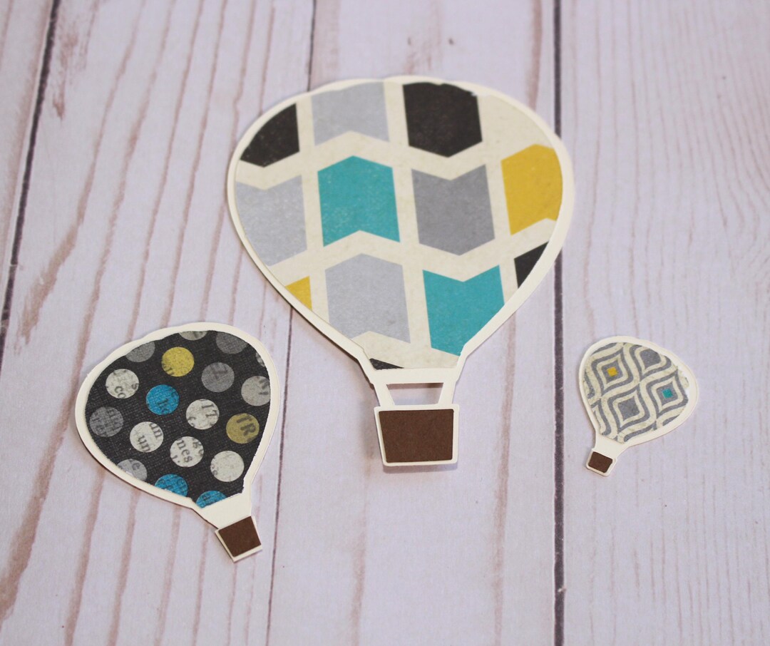 Assorted Colors and Patterns, Set of 3, Hot Air Balloon Die Cuts ...