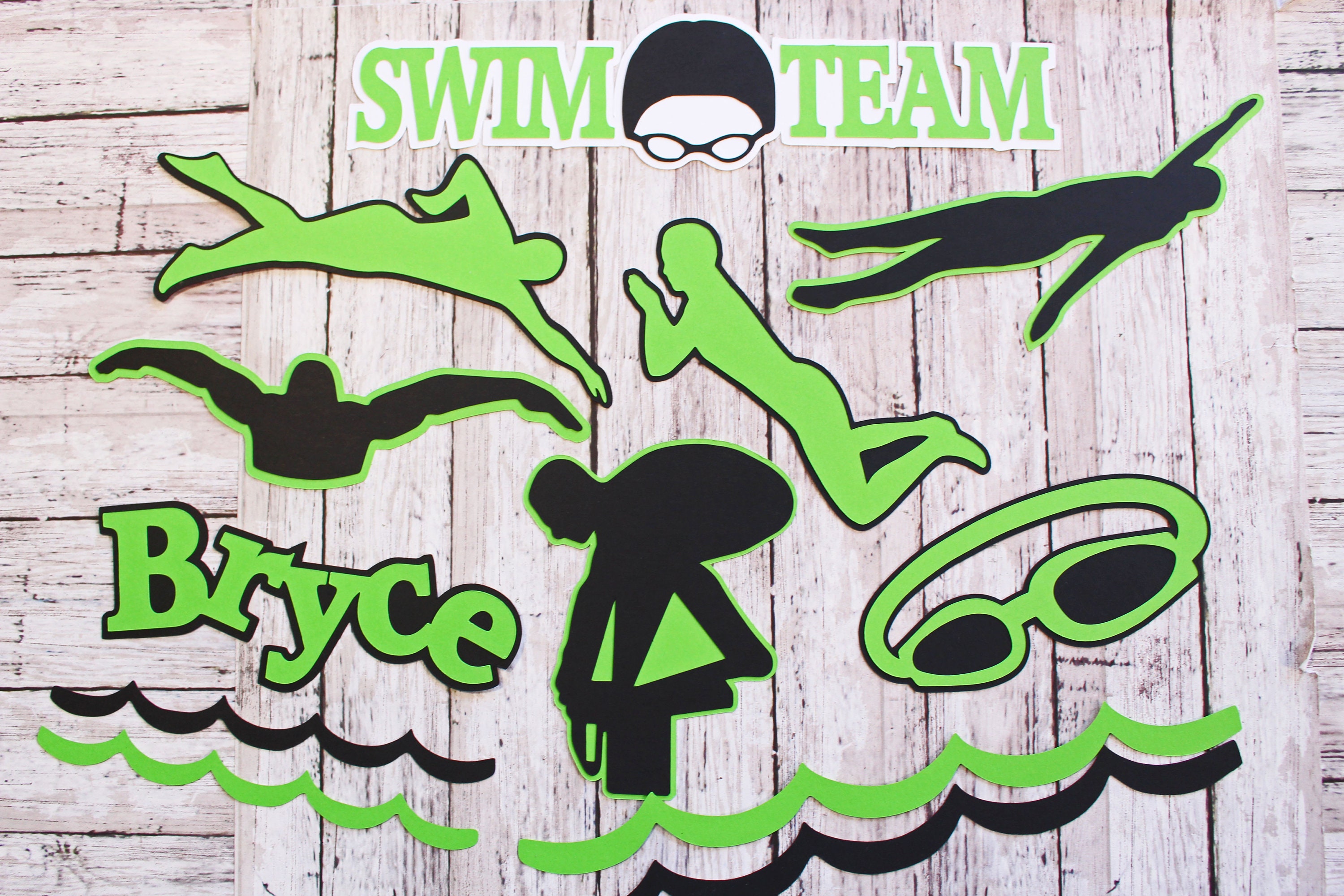 Any Color, Swim Team Die Cut Set, Set of 7, Scrapbooking, High School ...