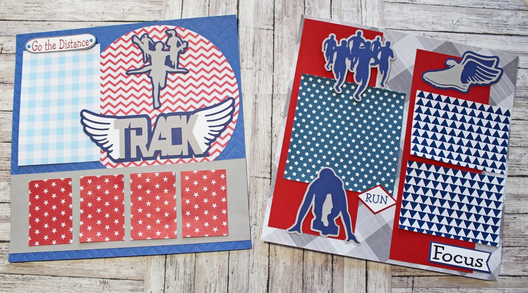 Any Color, Custom Track Scrapbook Page Set, Girls Boys or Co-ed, 12x12 ...
