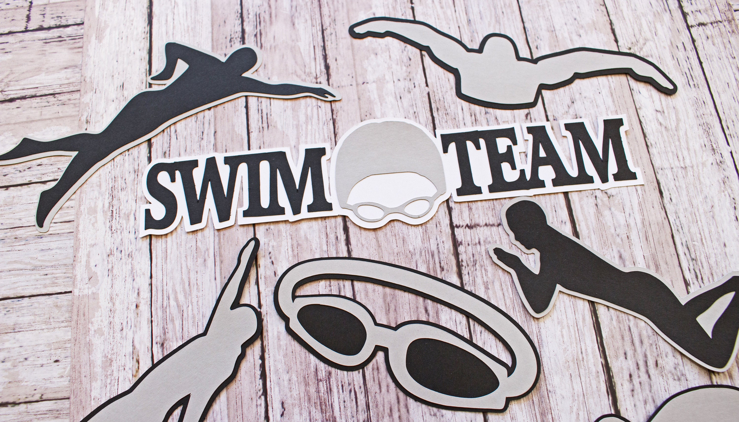 Any Color, Swim Team Die Cut Set, Set of 7, Scrapbooking, High School ...