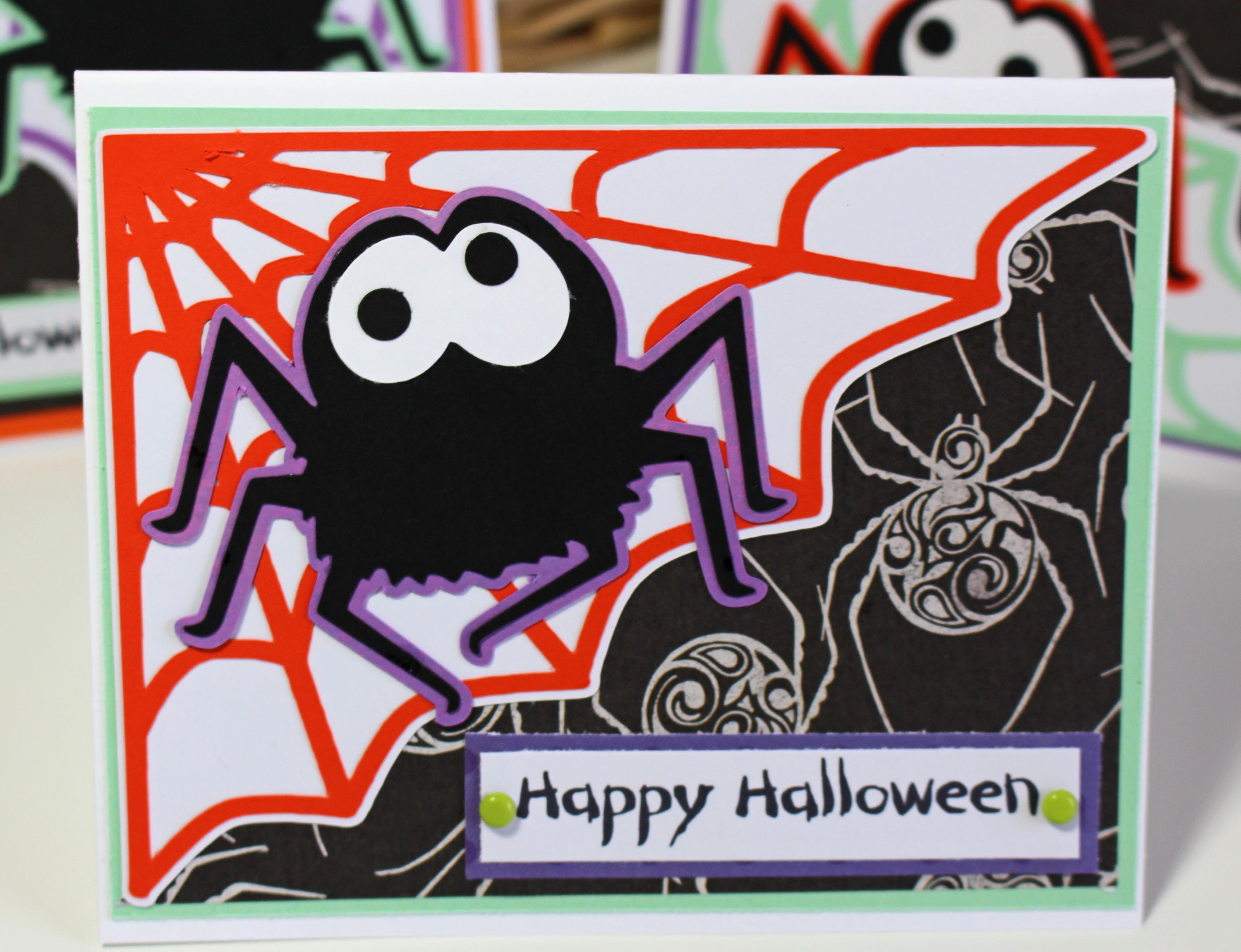 Halloween Spider Cards, Halloween Card Set, Handmade Cards, Halloween ...