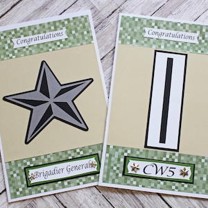 US Army Promotion Card, Enlisted or Officer Ranks, Handmade Army Card ...