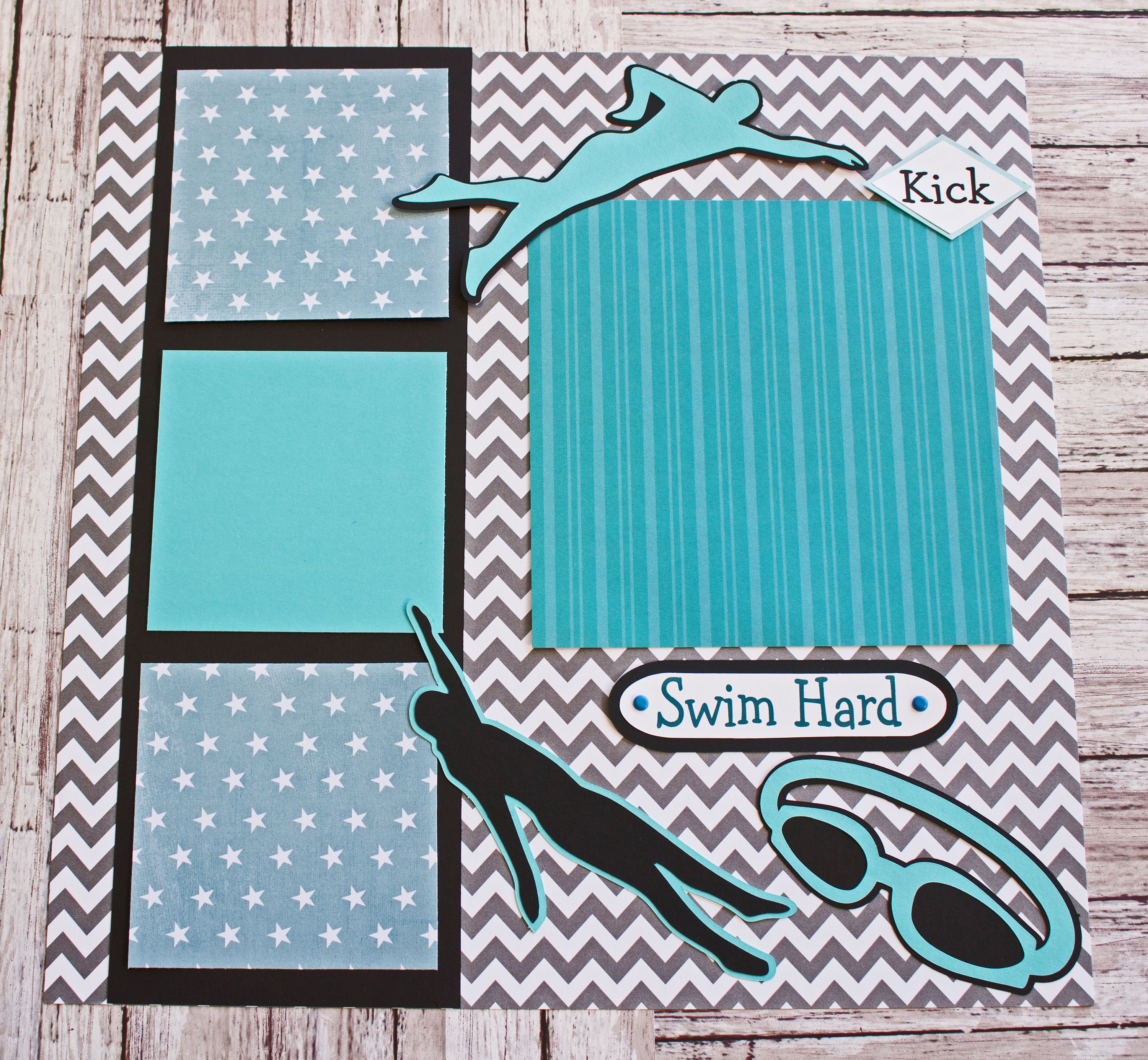 Pick Your Colors, Custom Made, Swimming Scrapbook Page Set, Premade ...