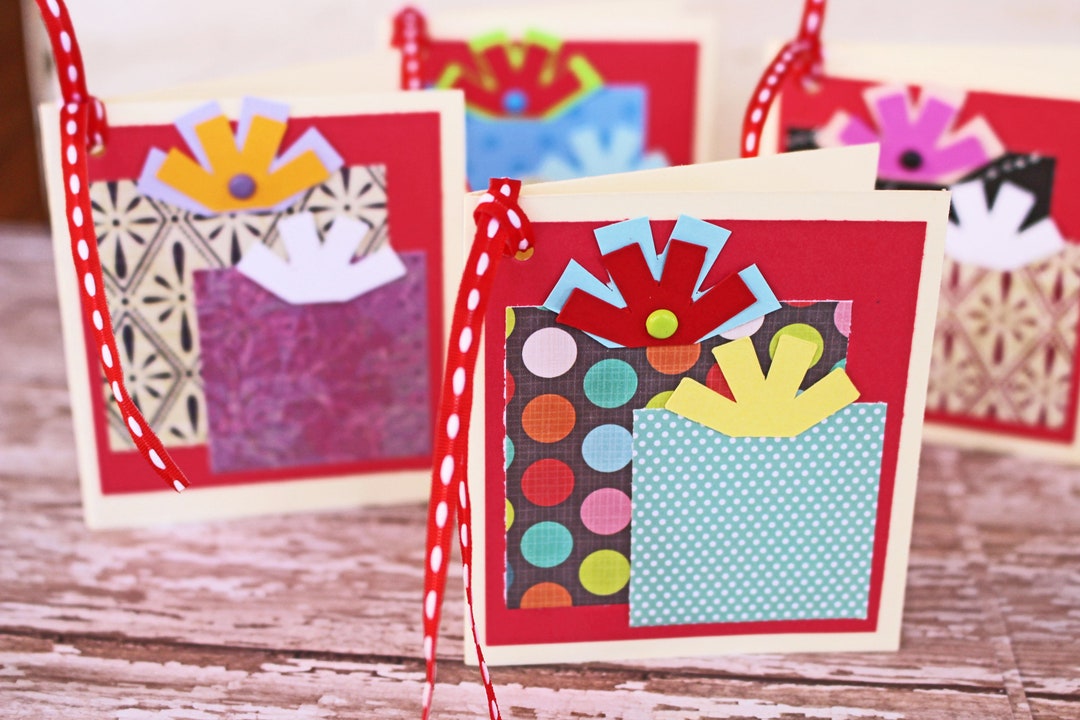 Set of 4, Birthday Gift Tags, Handmade Gift Tags, Colorful Present Tags ...