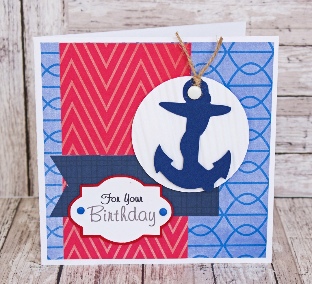 Nautical Birthday Card, Handmade Nautical Card. Patriotic Birthday ...