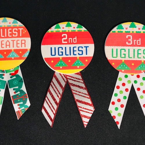 Ugly Christmas Sweater Party Award Medals ugliest - Etsy